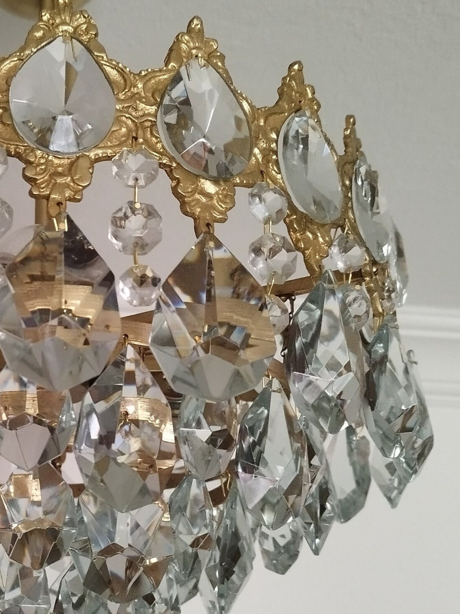 Vintage Lead Crystal Chandelier Art Deco Retro 80s Island Pendant ...
