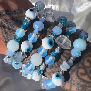 Evil Eye Protection Opalite Moonstone Clear Quartz Natural Crystal ...