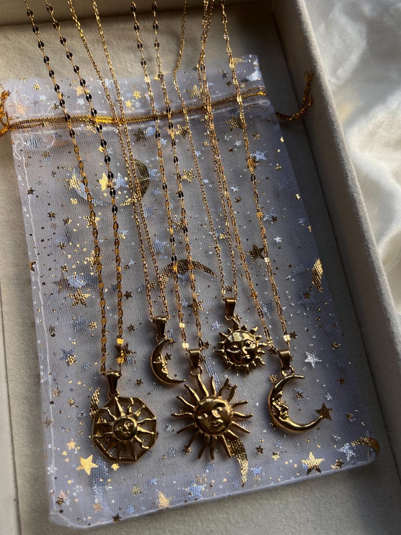 Minimalist Gold Tarnish Free Resistant Star Constellation Sun Moon ...