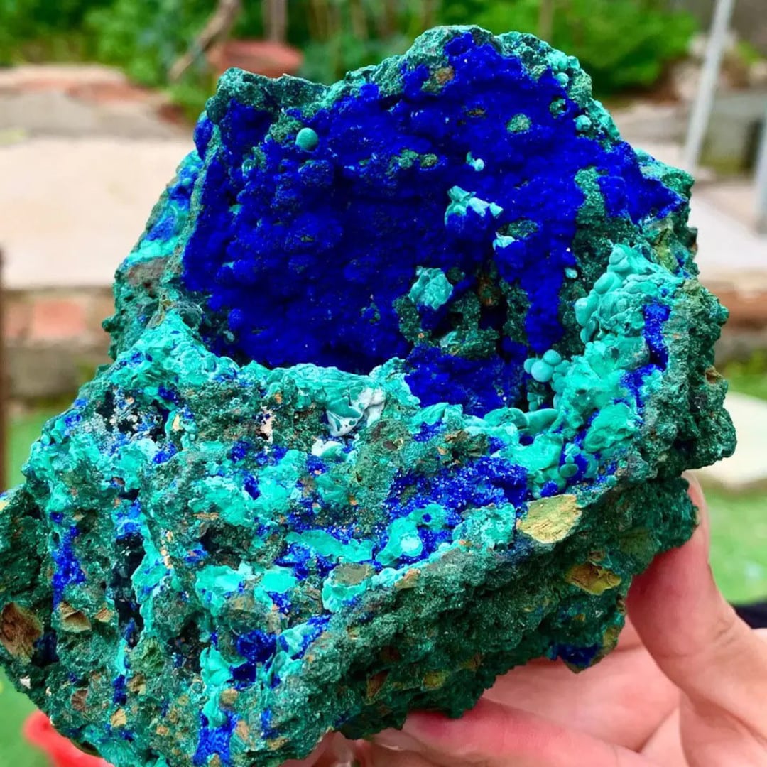 Natural Azurite Malachite Geode Crystal Mineral Specimen - Etsy UK