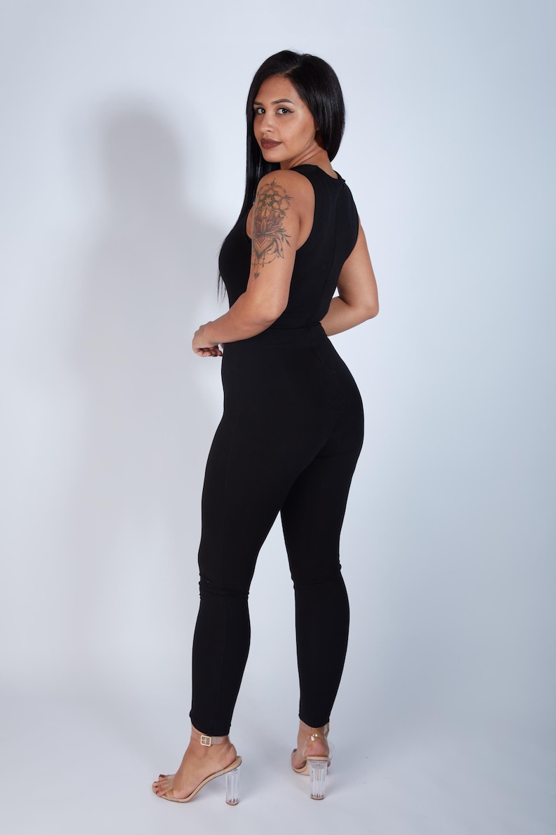 Mock Neck Jumpsuit | Bodycon Jumpsuit | Fitted Black Jumpsuit | Tight ...