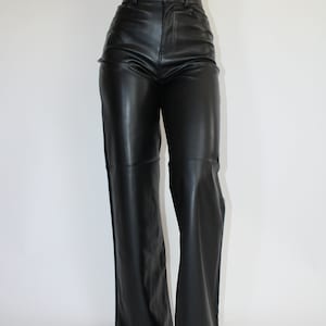Vegan Leather Pants L Flare Trousers L Stretchy Pants L Matte Black ...