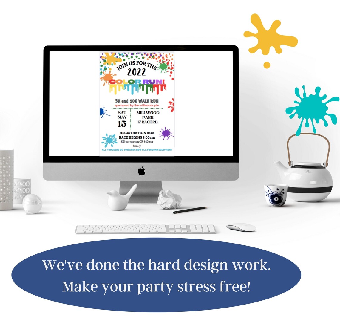 EDITABLE COLOR RUN Fundraiser Invite | Charity Run | Digital Download ...