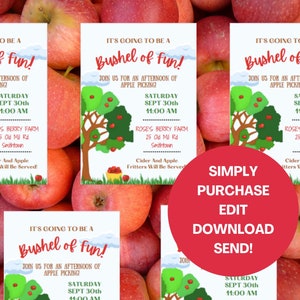 EDITABLE APPLE PICKING Party Template | Party Invitation | Instant ...
