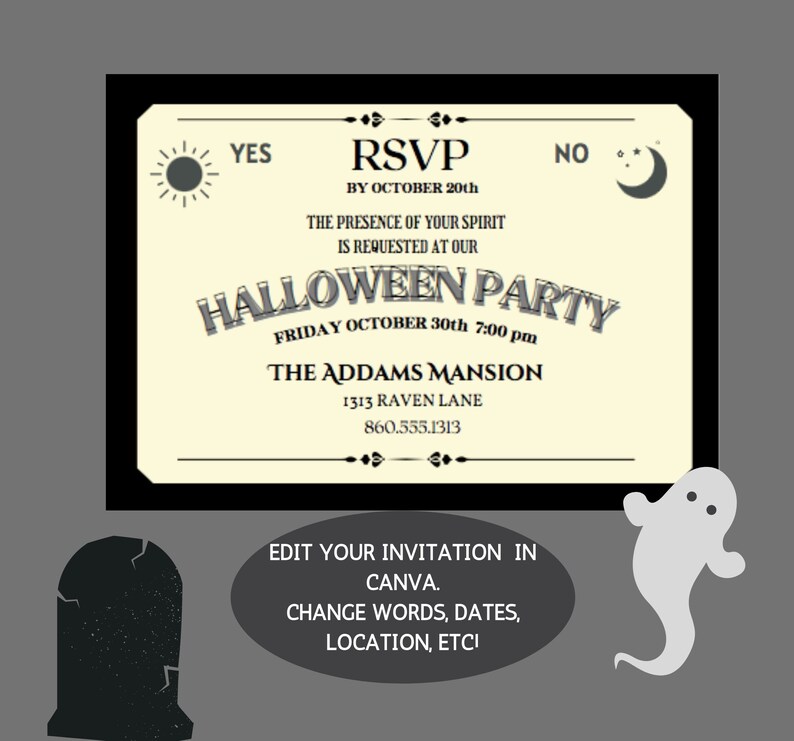 EDITABLE YES or NO Party Invitation! | Halloween Festivities | Canva ...