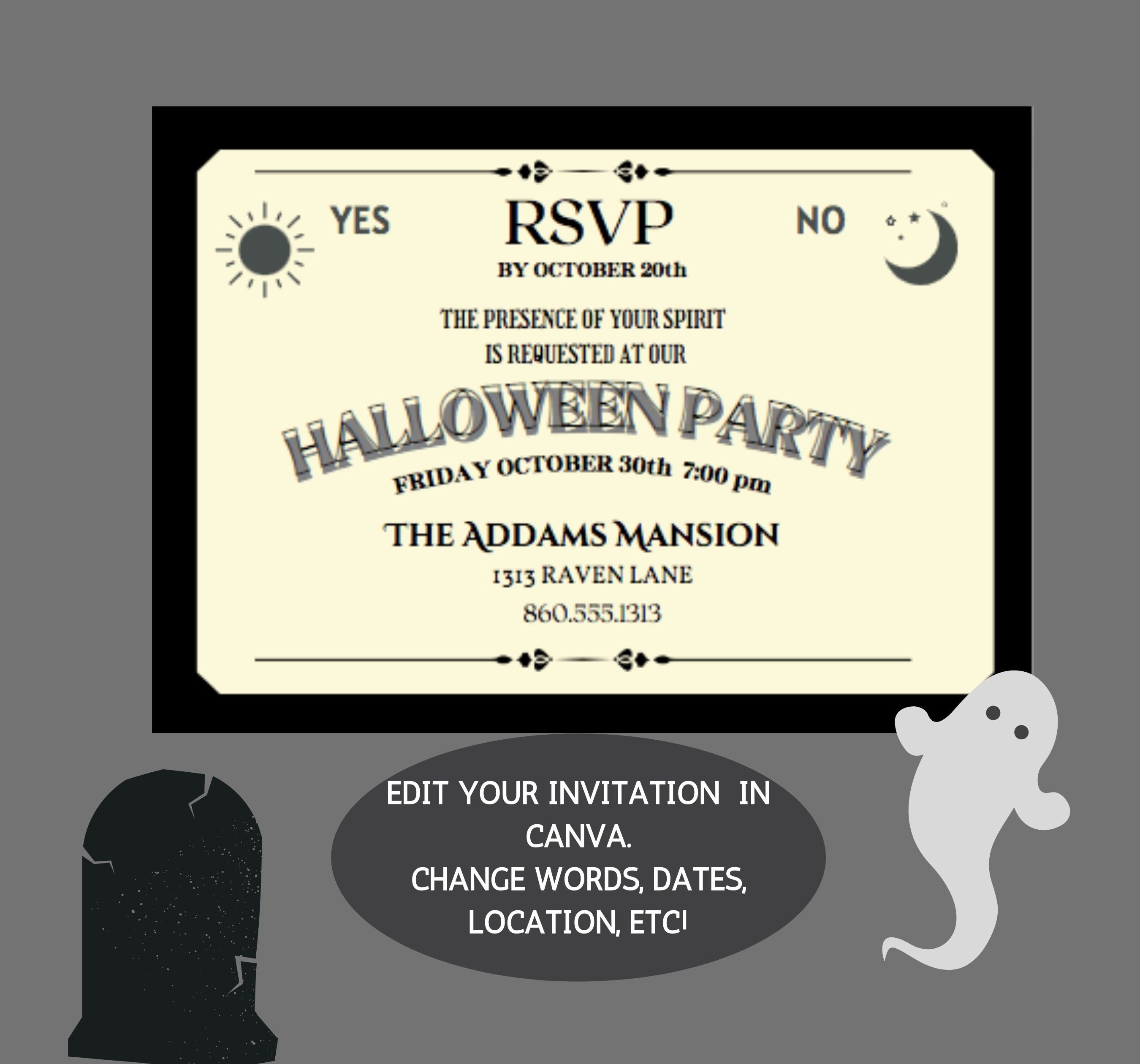 EDITABLE YES or NO Party Invitation! | Halloween Festivities | Canva ...