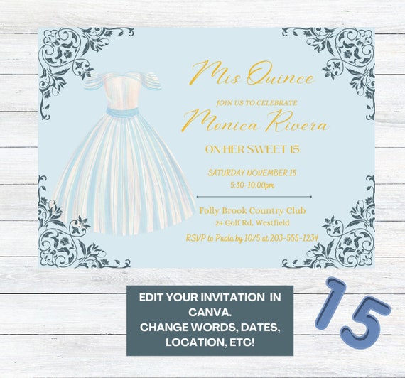 EDITABLE mis Quince Quinceanera Invitation - Etsy