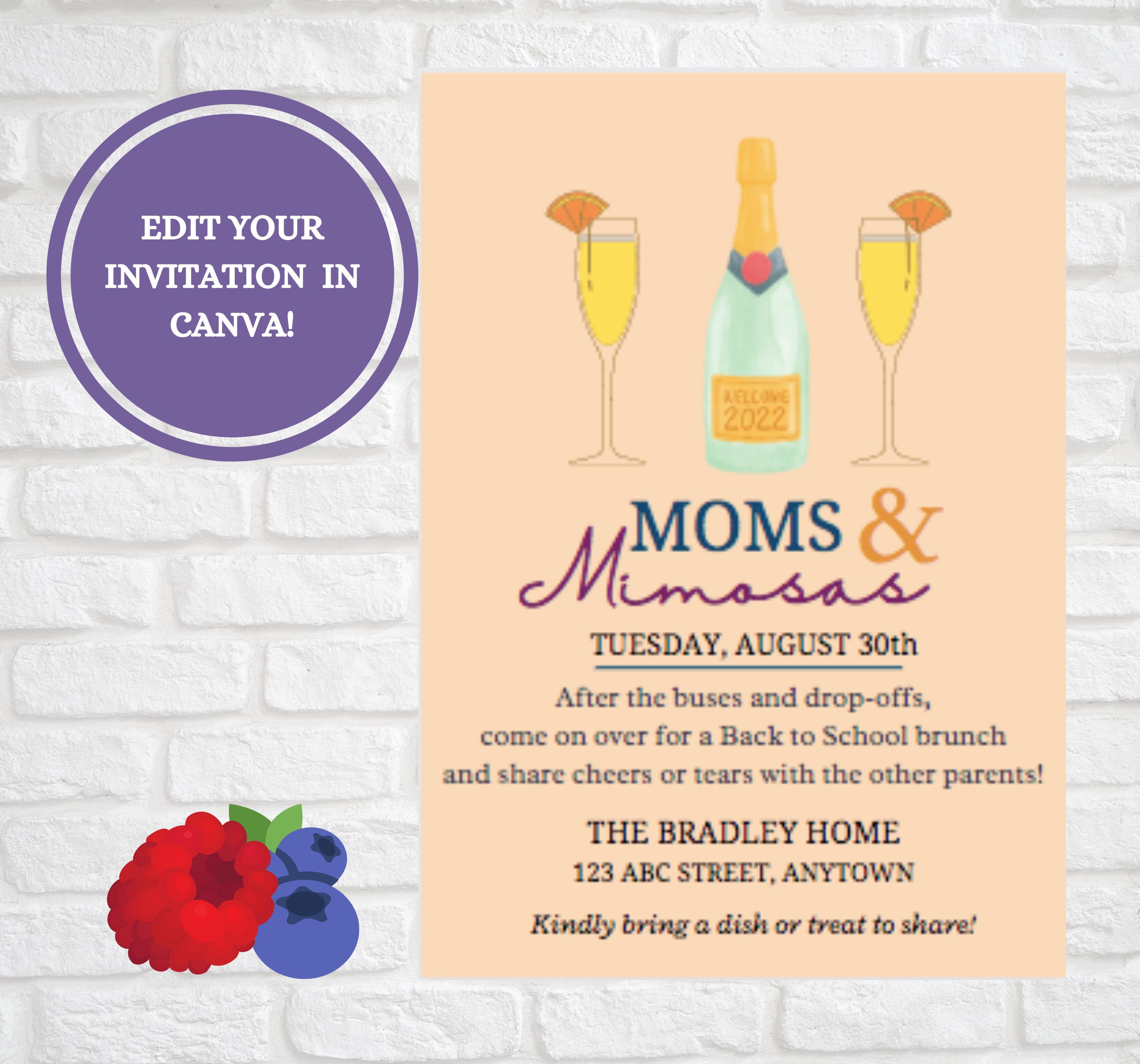 Mom's and Mimosas Invitation Brunch With the Girls End of Summer Party ...