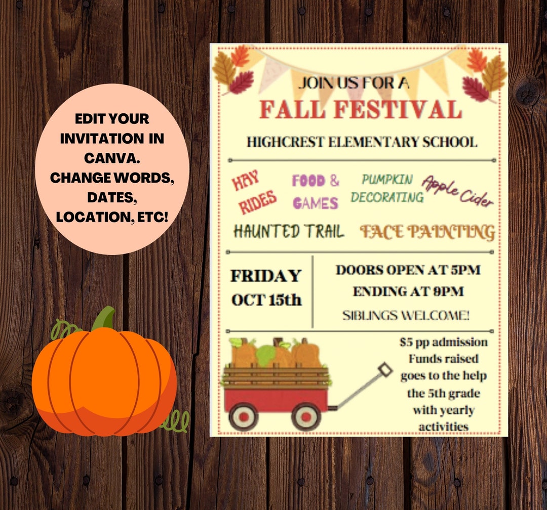 Editable FALL FESTIVAL Invitation Template | Activities and Hayrides ...
