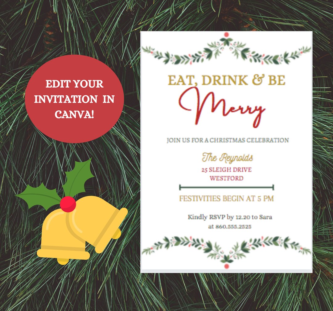 EDITABLE CHRISTMAS Party Template | Party Invitation | Customize ...
