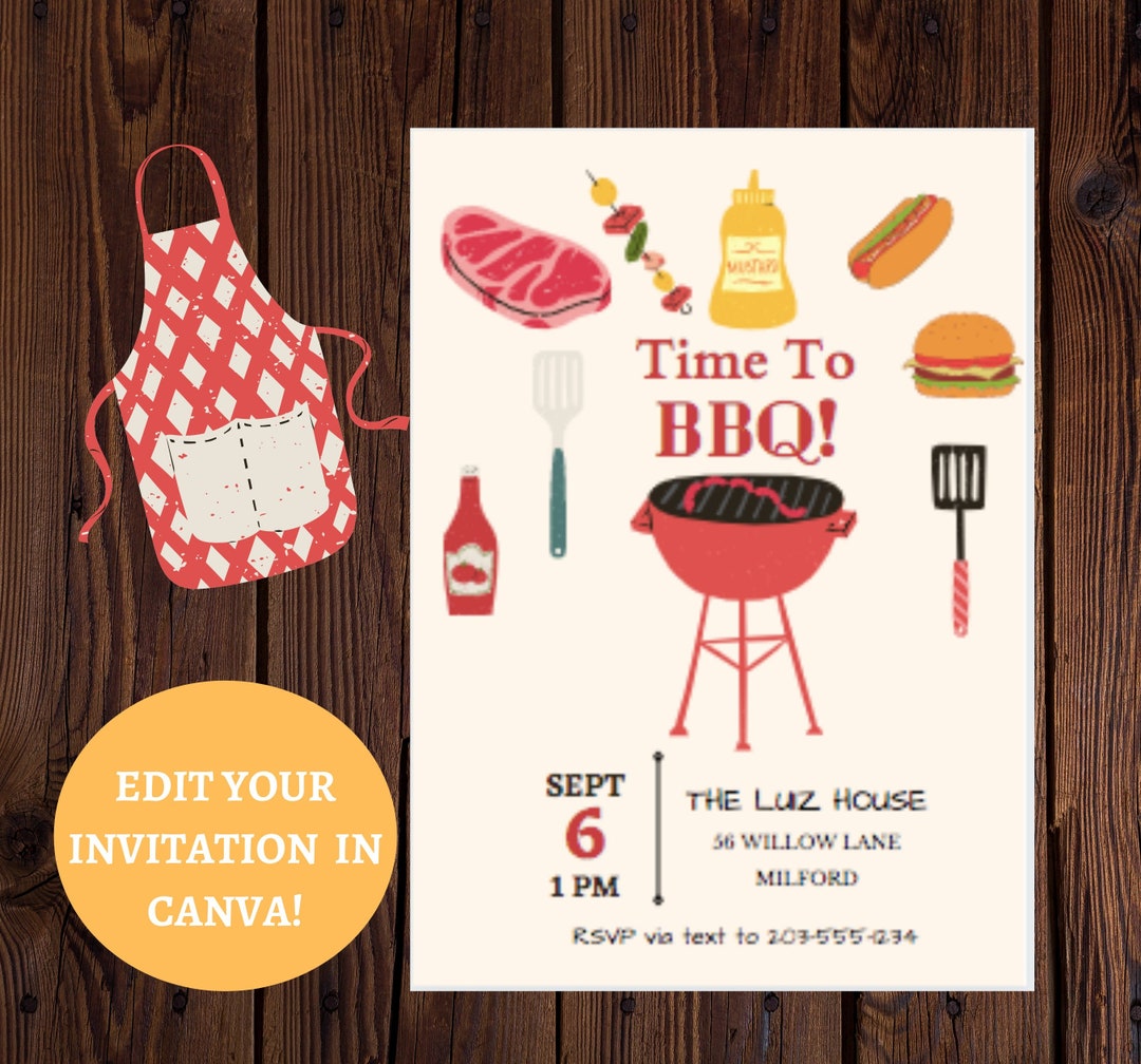 EDITABLE BBQ Invitation | Labor Day | Download | Edit in Canva ...