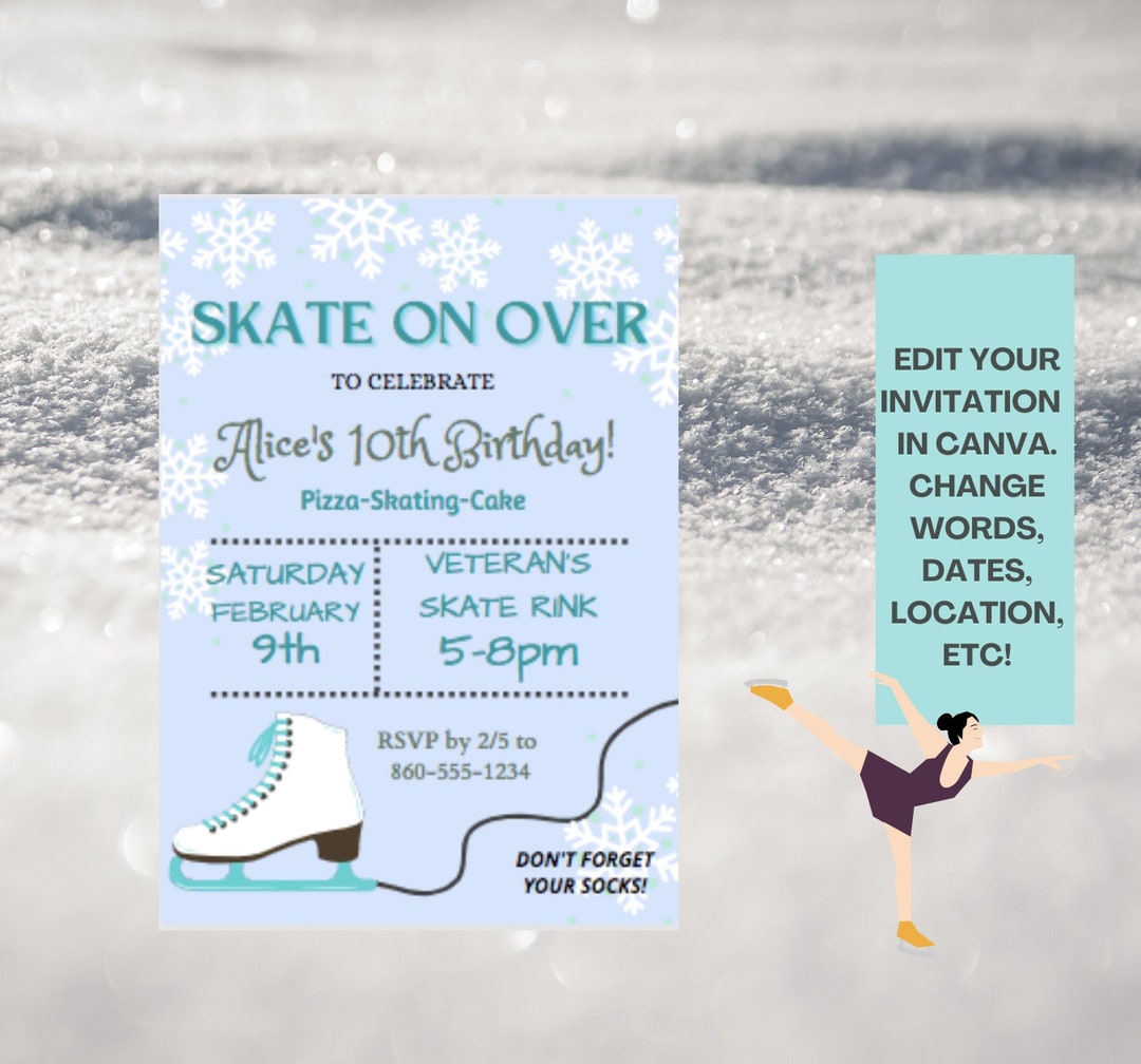 EDITABLE ICE SKATING Birthday Invitation Template | Download and Send ...