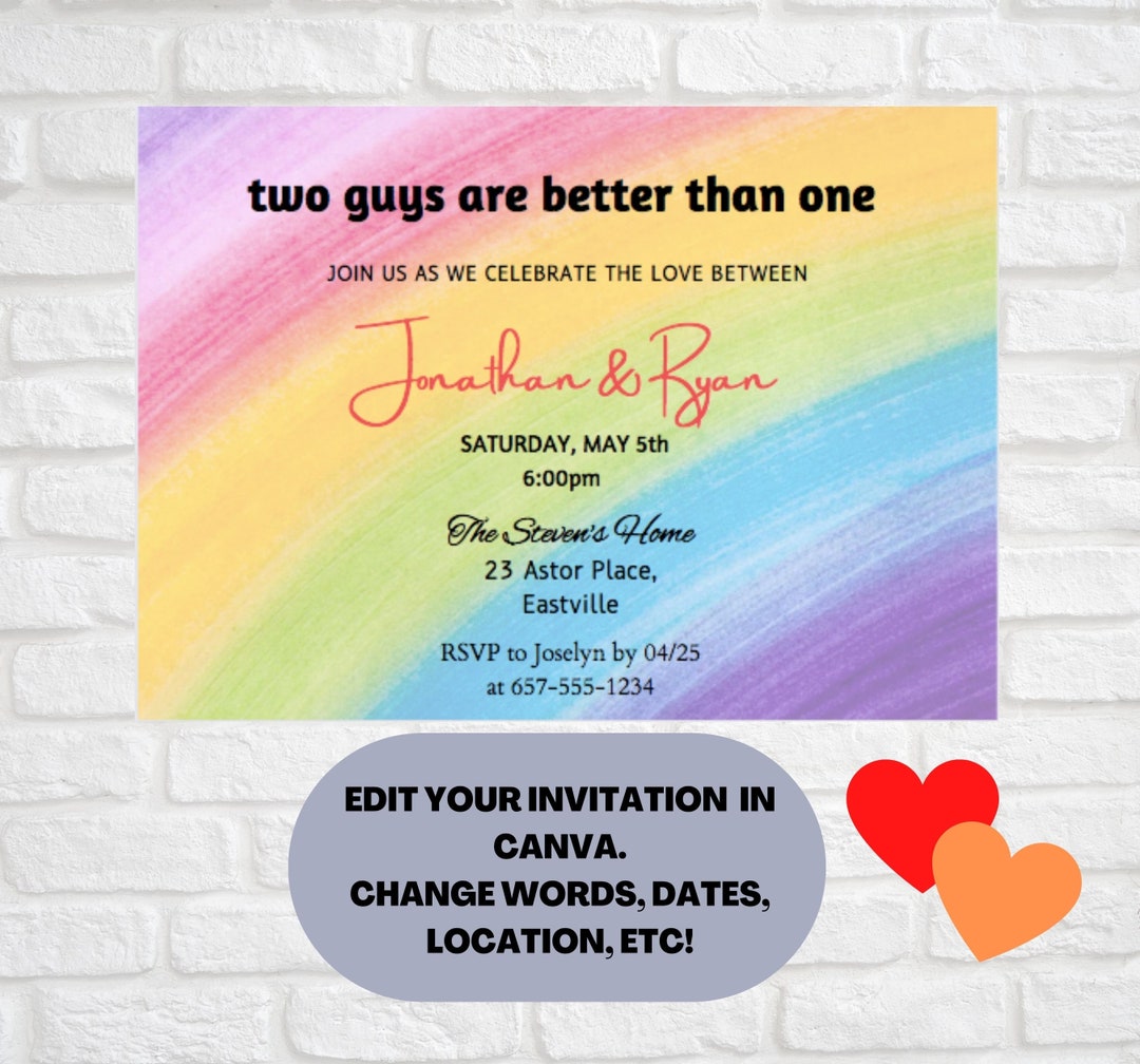 EDITABLE LGBTQ Shower Invitation Template | Modern Invitation | Two ...