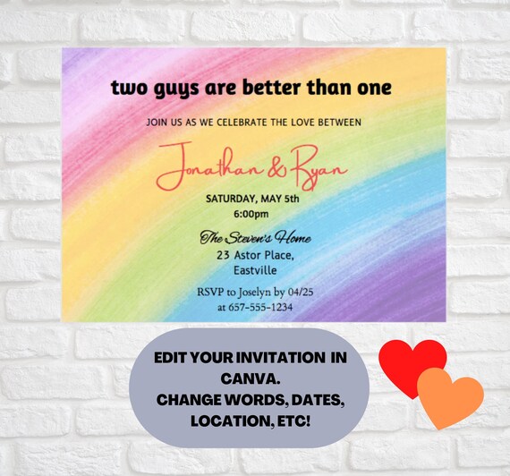 EDITABLE LGBTQ Shower Invitation Template Modern Invitation - Etsy