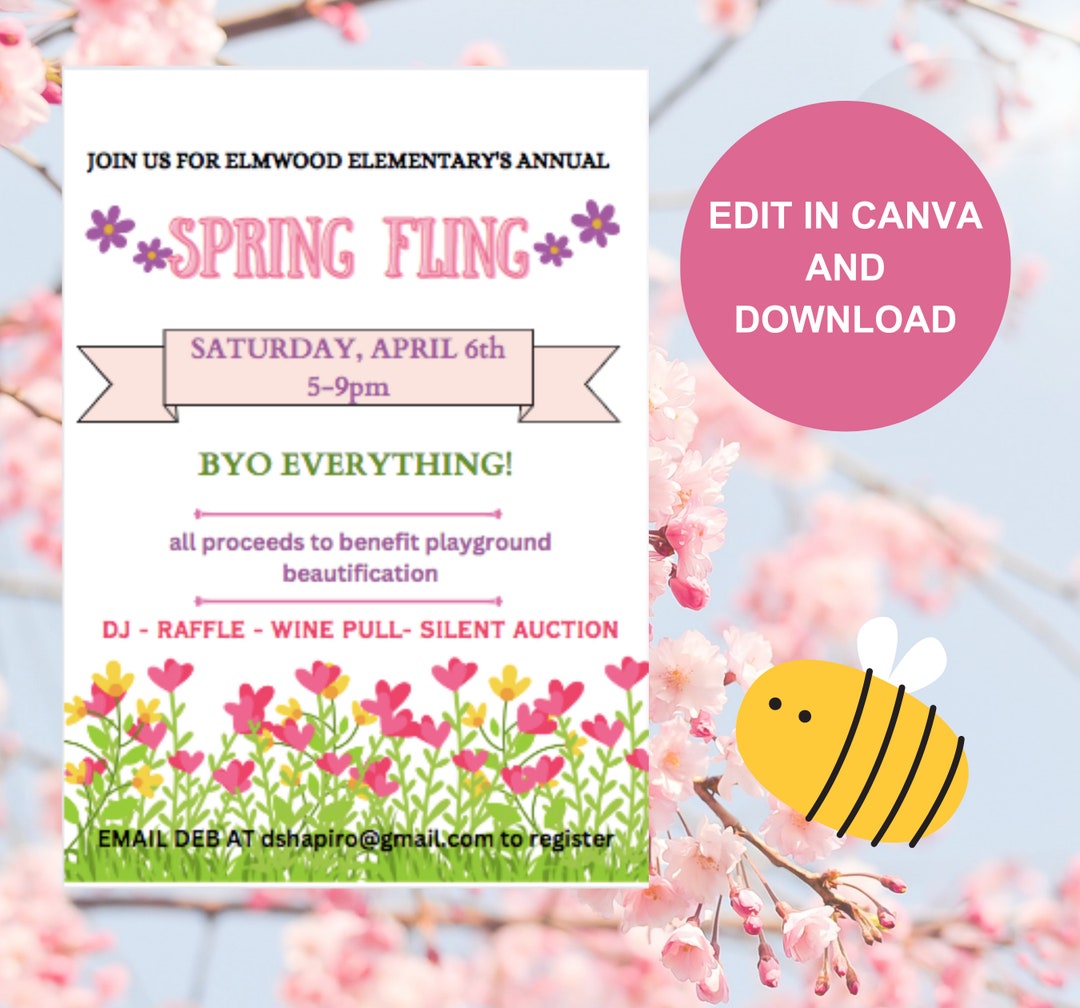 Editable SPRING FLING Fundraiser Template | Pto Invitation | Fundraise ...