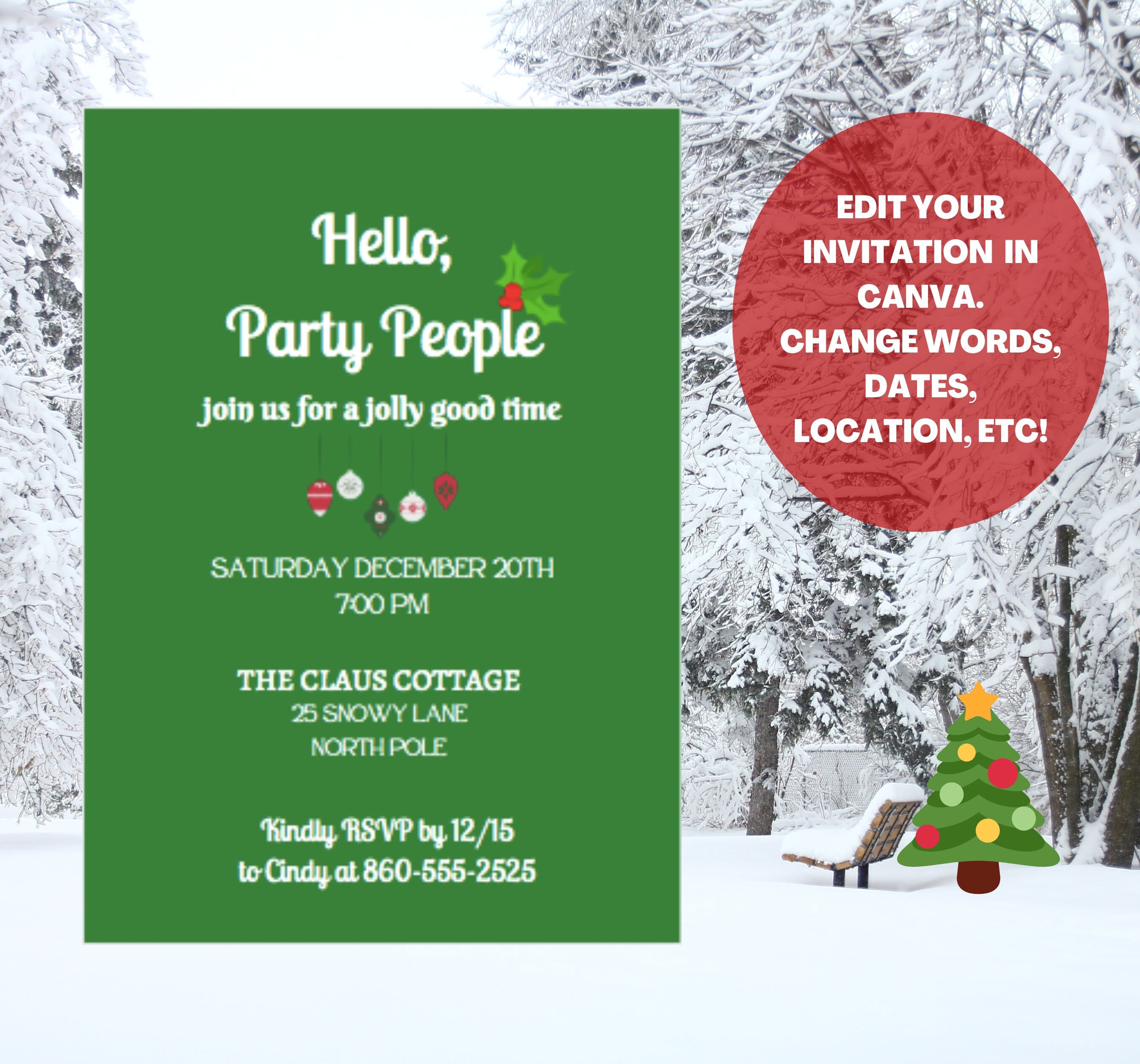EDITABLE CHRISTMAS Party Invitation Template | Hello Party People ...