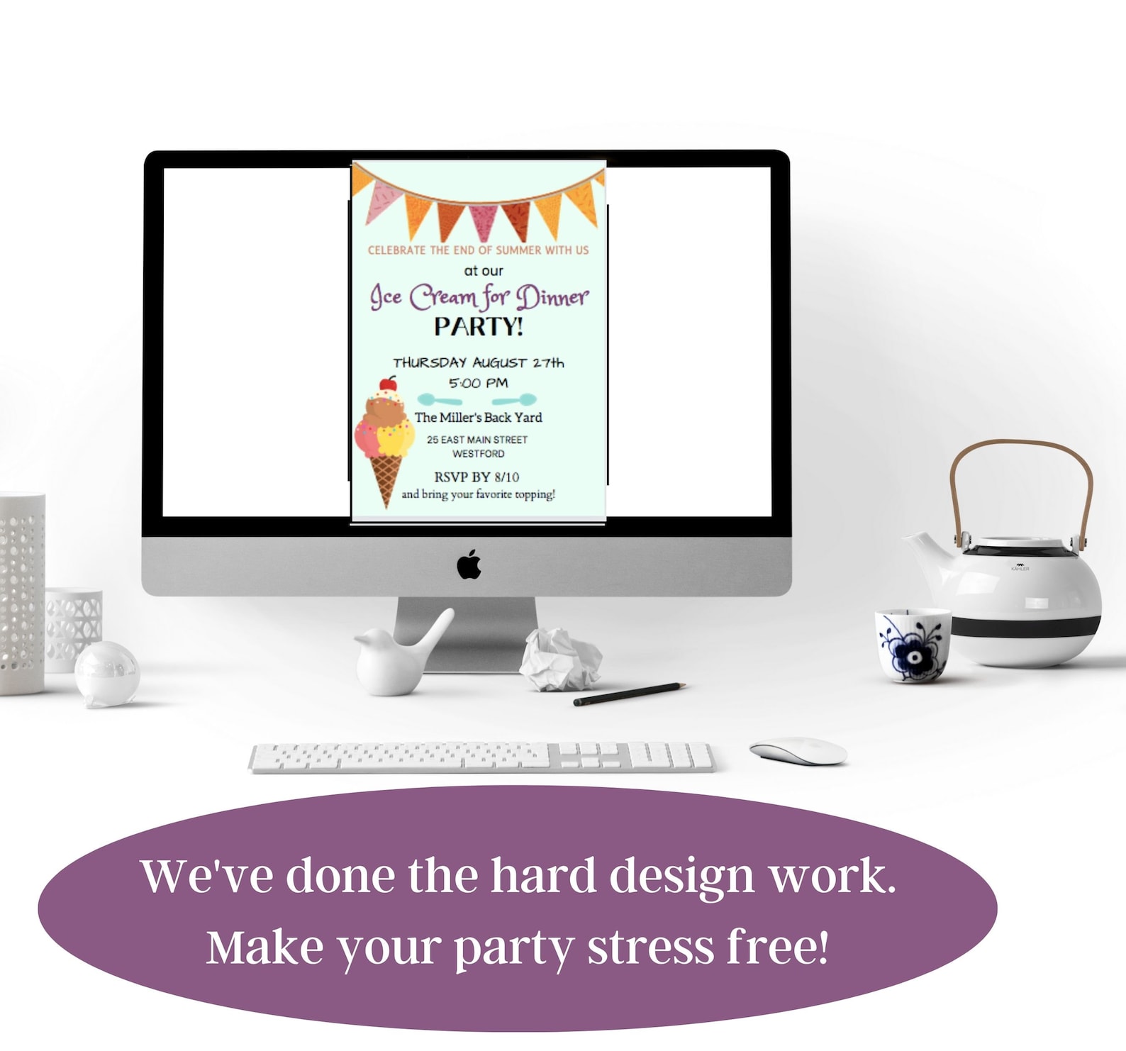 End of Summer Ice Cream Party Template | Sundaes for Dinner Invitation ...