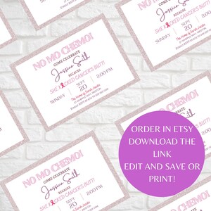 Editable CANCER FREE Party Invitation Template | No Mo Chemo | She Beat ...
