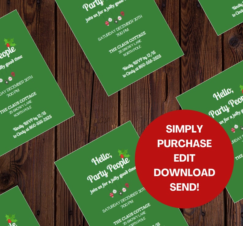 EDITABLE CHRISTMAS Party Invitation Template | Hello Party People ...