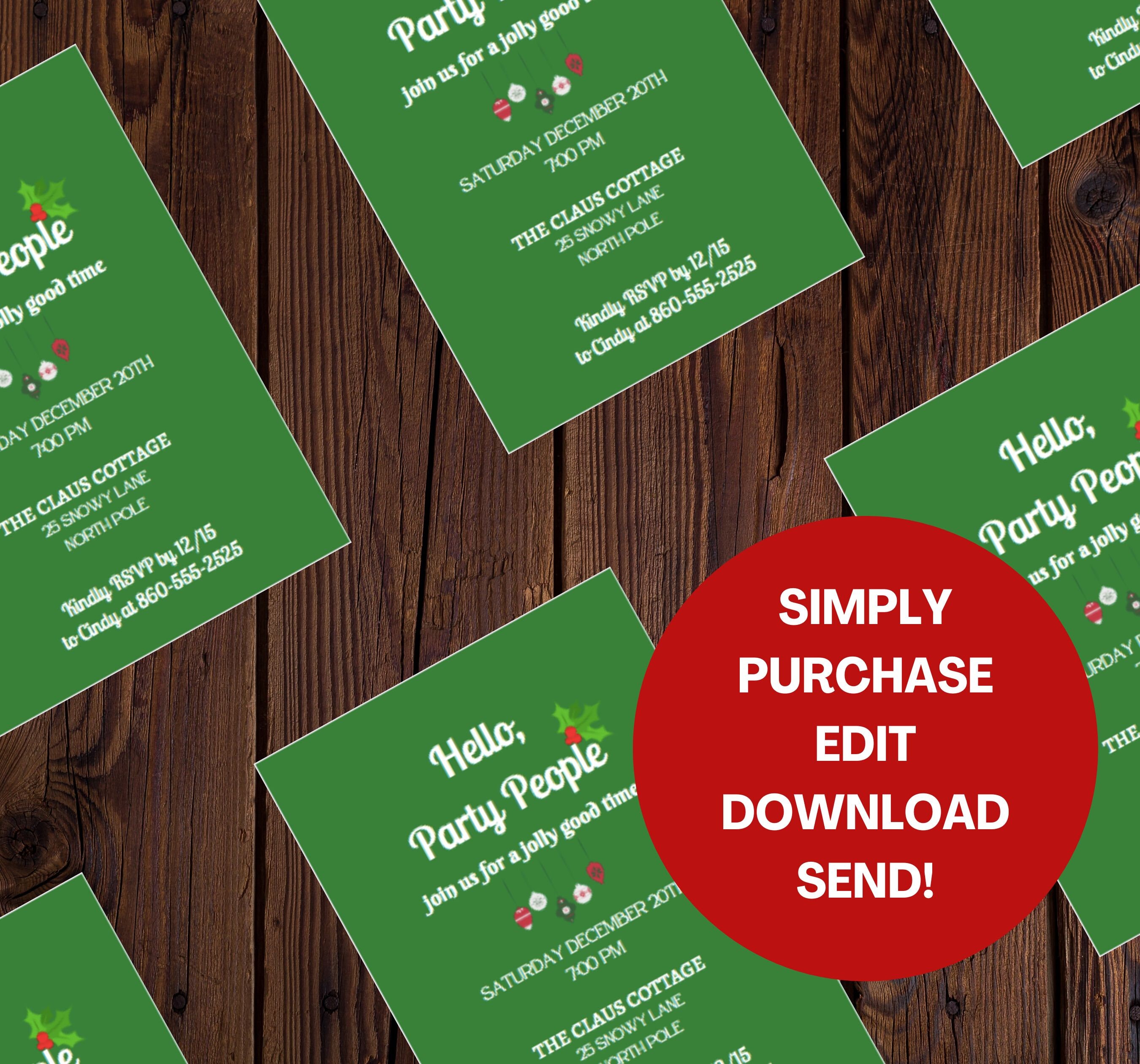 EDITABLE CHRISTMAS Party Invitation Template | Hello Party People ...