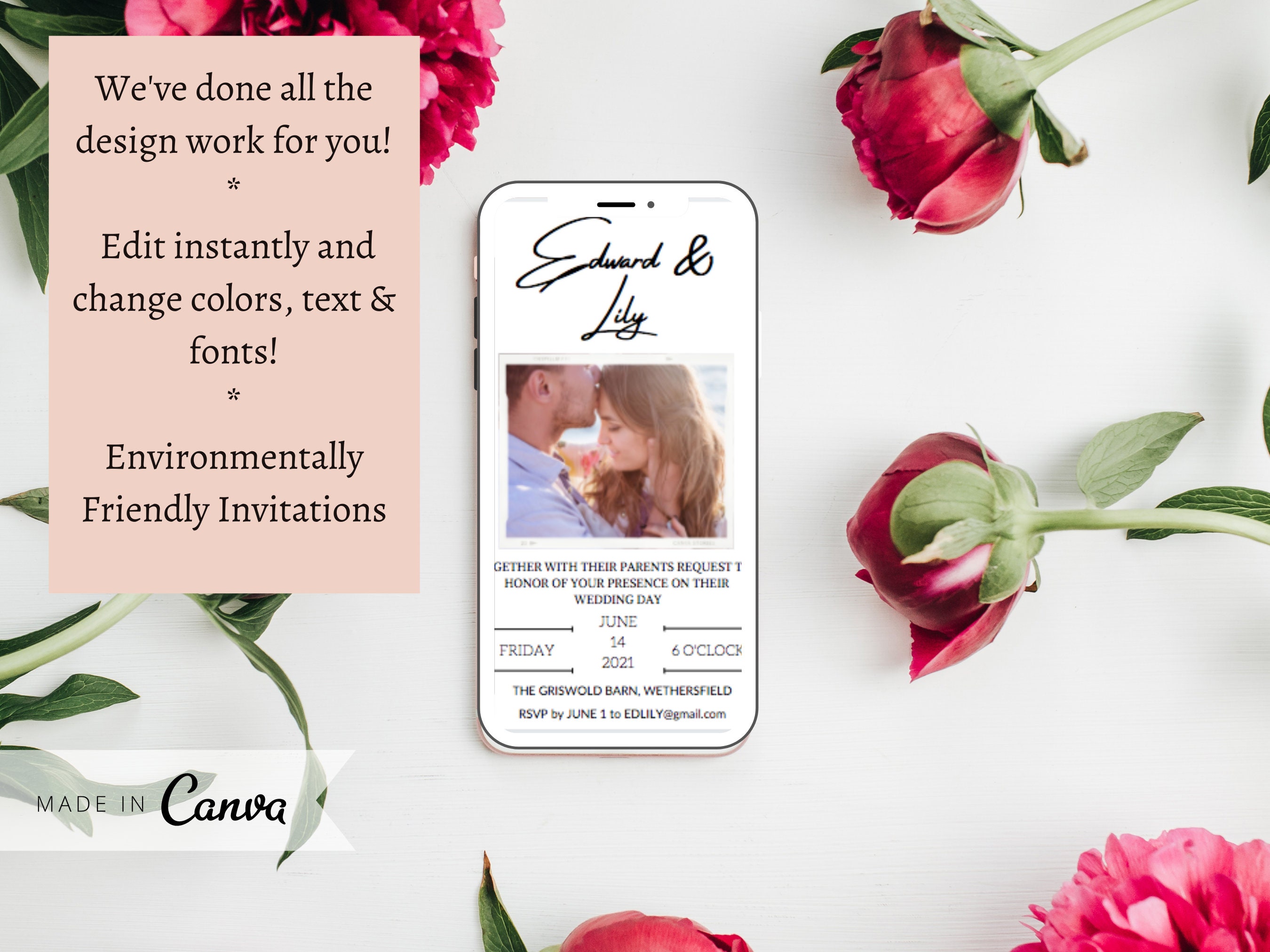 EDITABLE MOBILE WEDDING Invitation Template Customize Instant Download ...