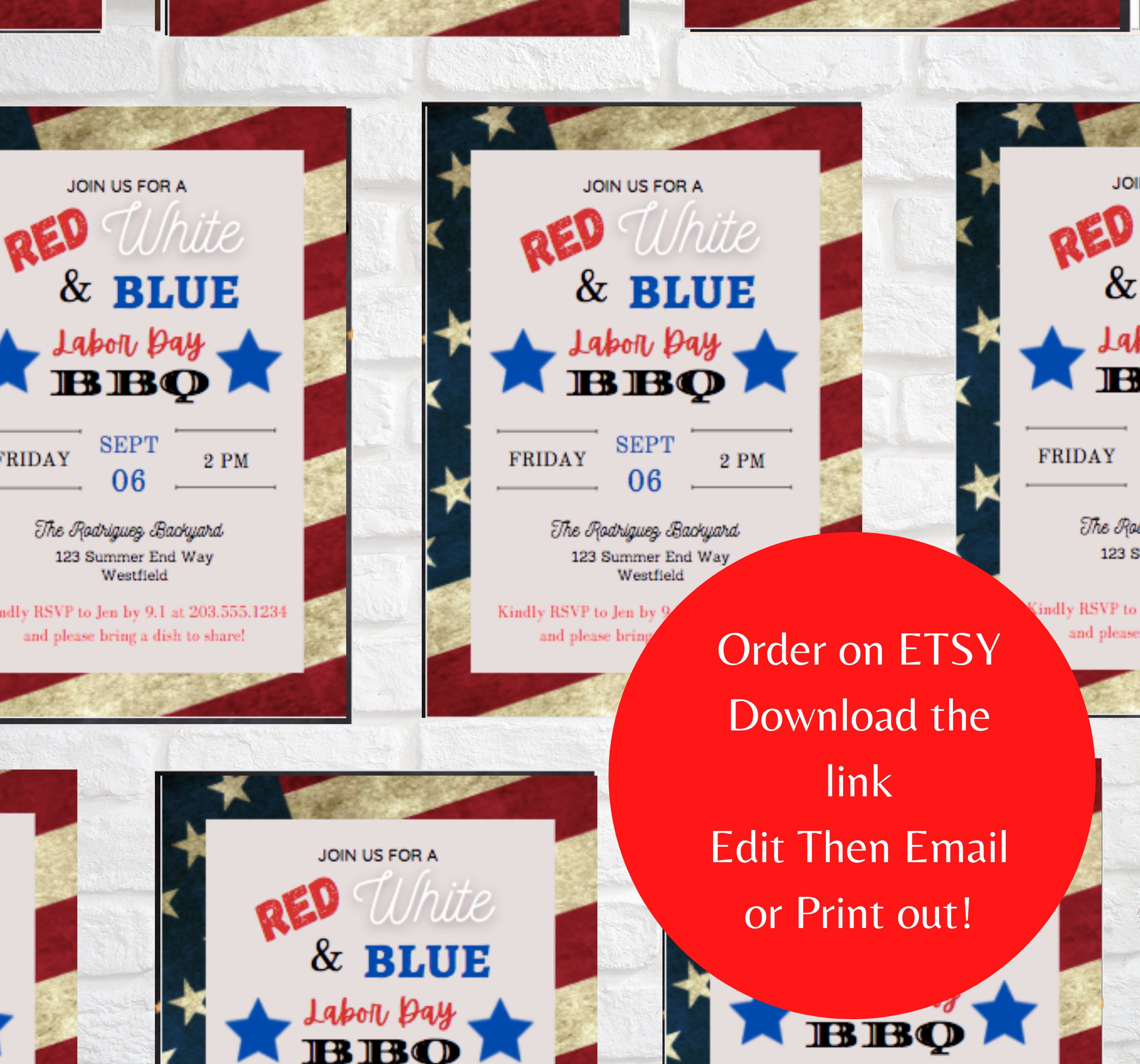 EDITABLE LABOR DAY Bbq Party Template | Party Invitation | Customize ...