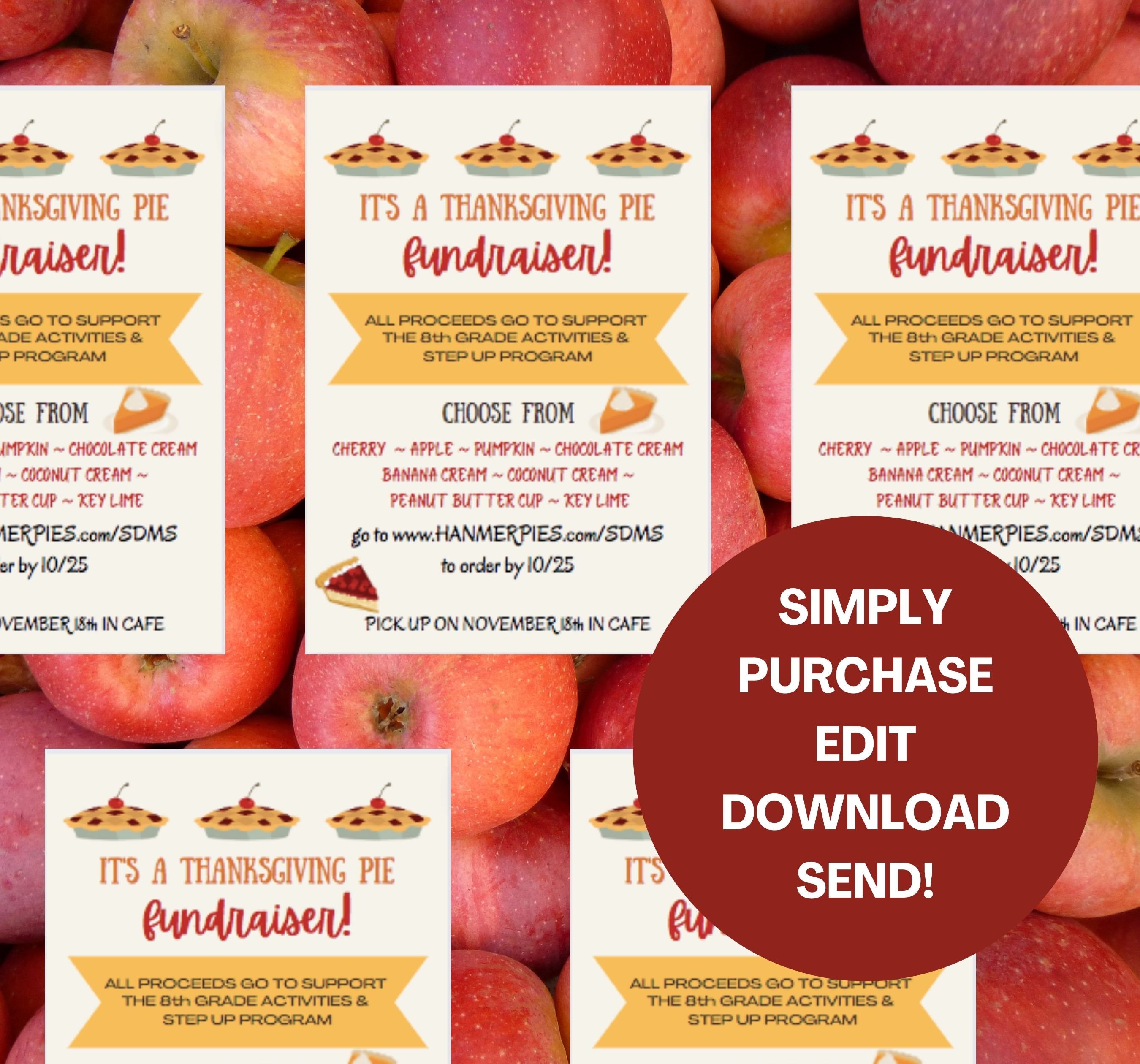 EDITABLE PIE FUNDRAISER Template Invitation | Instant Download | Canva ...
