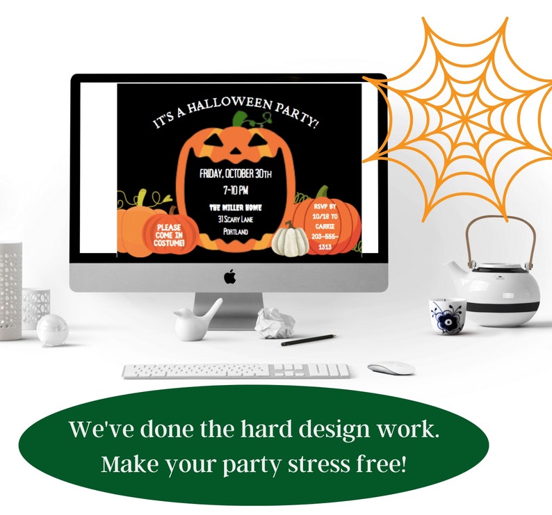 EDITABLE PUMPKIN Halloween Party Invitation! | Canva Template | Digital ...