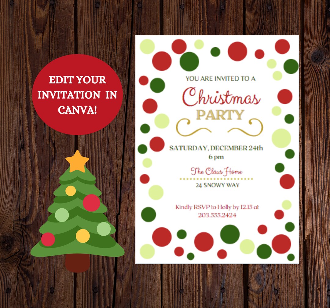 EDITABLE CHRISTMAS Party Template | Party Invitation | Customize ...