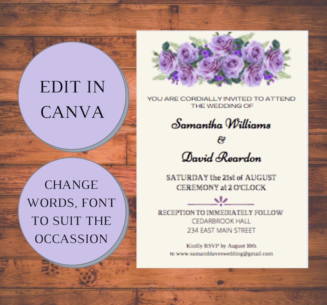 EDITABLE WEDDING and VENUE Information Invitation | Email & Text ...