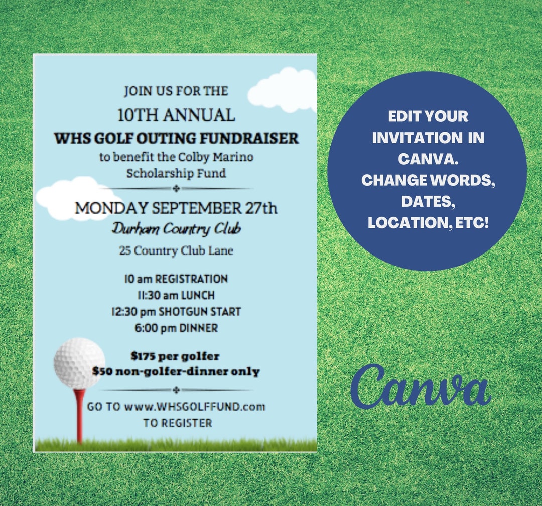 EDITABLE GOLF FUNDRAISER Template Invitation | Instant Download ...