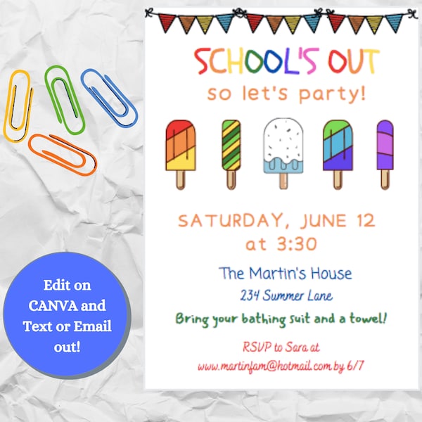 End of School Year Party Invitation - Etsy