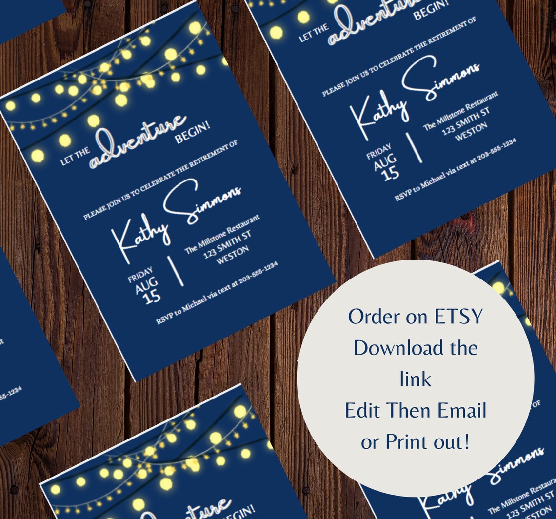 EDITABLE RETIREMENT PARTY Email Template | Customize | Instant Download ...