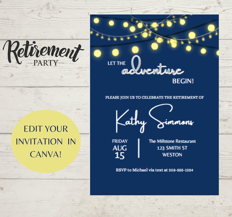 EDITABLE RETIREMENT PARTY Email Template | Customize | Instant Download ...