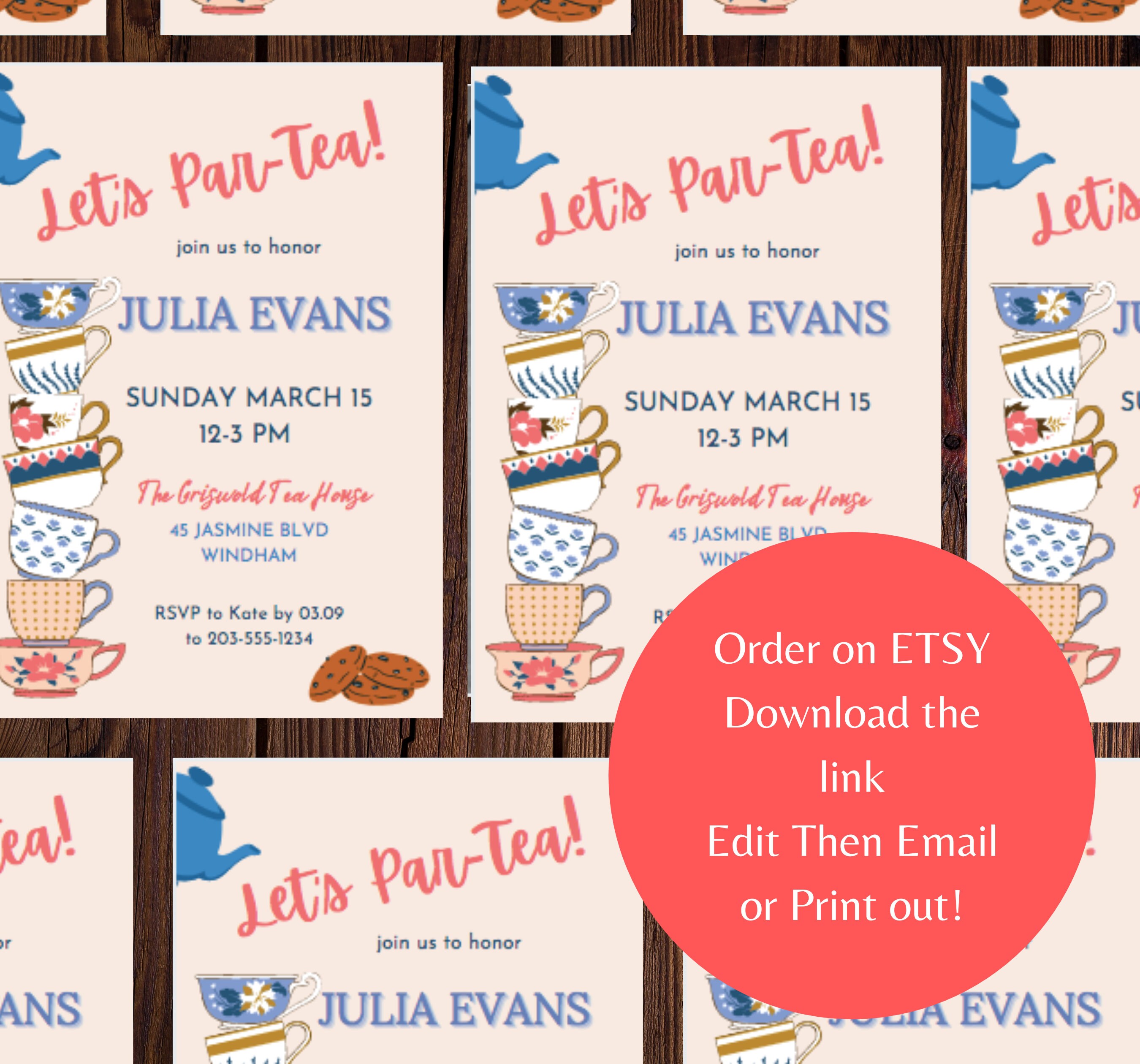 EDITABLE TEA PARTY Invitation | Download | Edit in Canva| Invitation ...