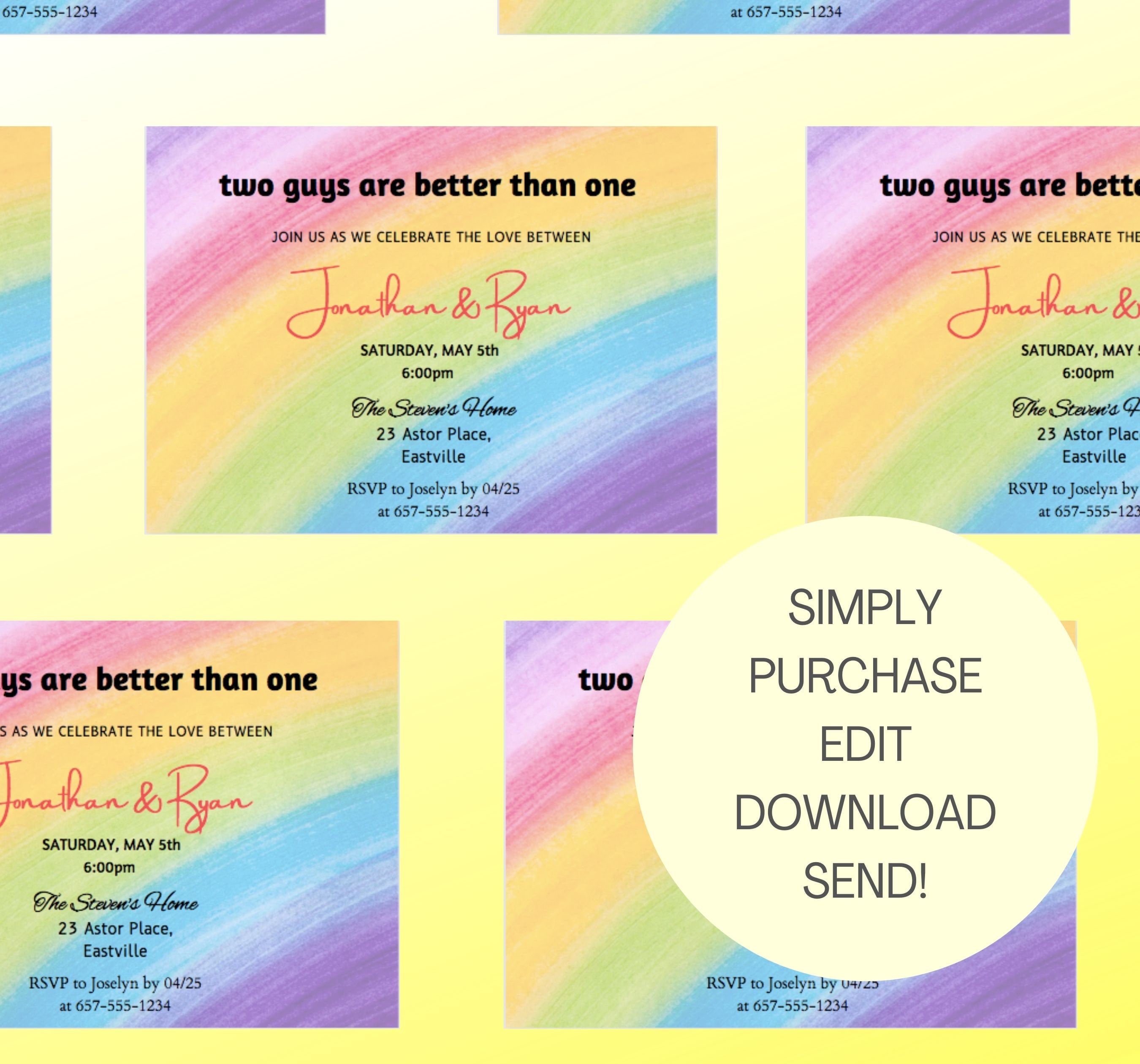EDITABLE LGBTQ Shower Invitation Template | Modern Invitation | Two ...