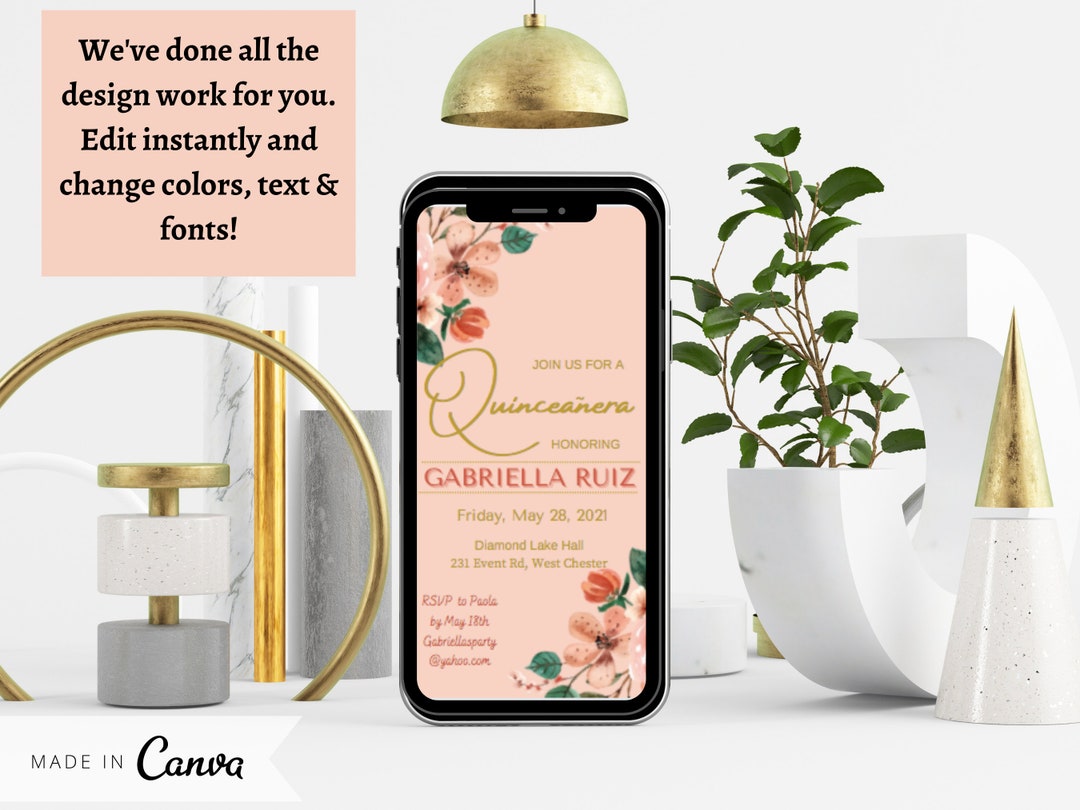EDITABLE Quinceanera MOBILE Invitation | Template | Party ...