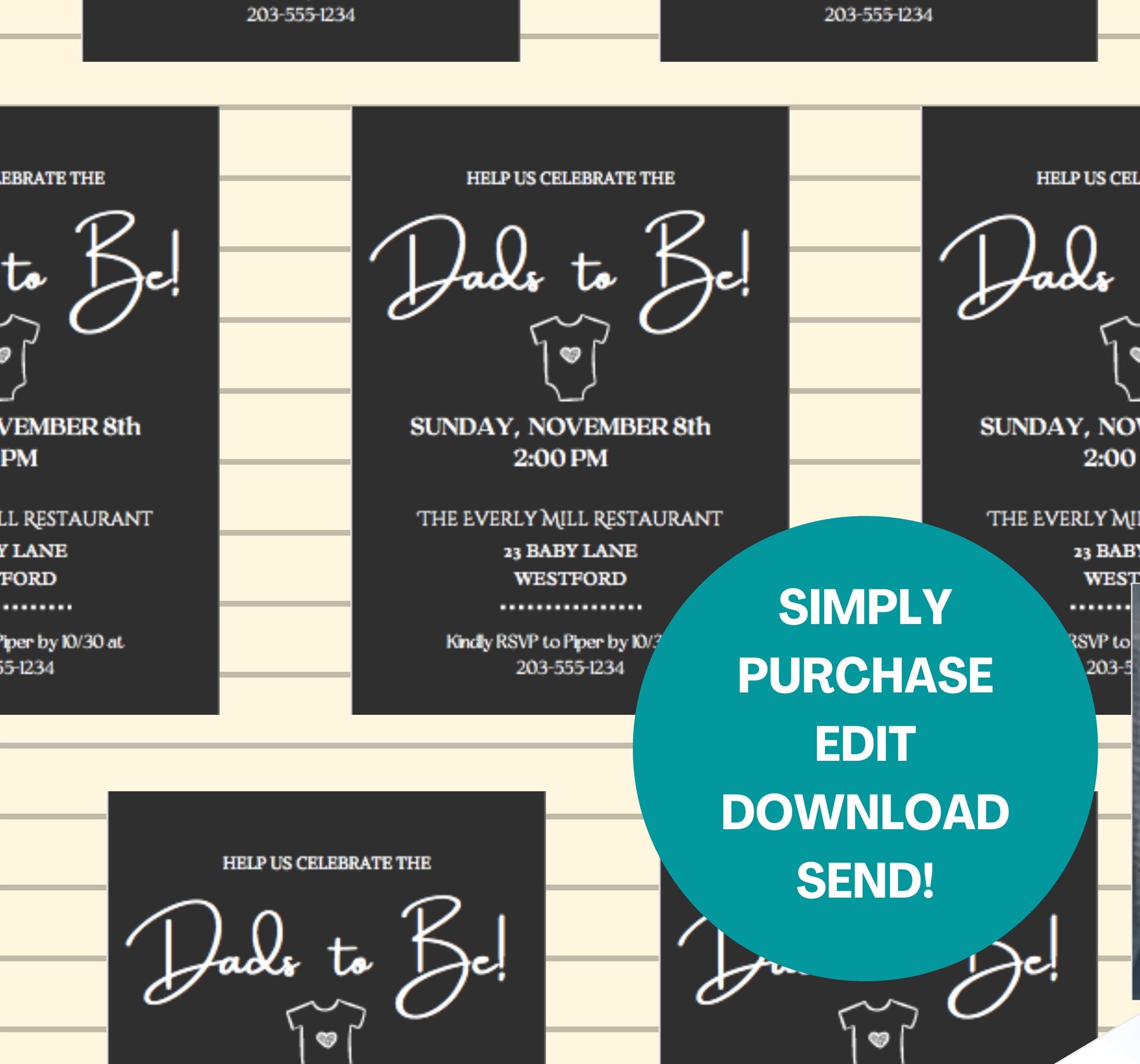 EDITABLE TWO DADS Baby Shower Invitation Template | Edit in Canva ...