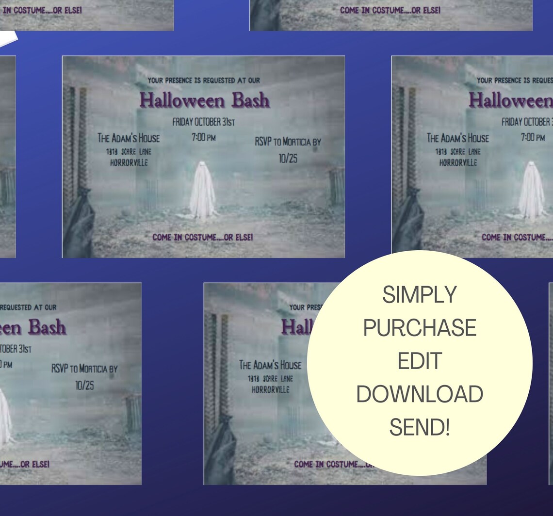 EDITABLE GHOST HALLOWEEN Bash Invitation Canva Template - Etsy