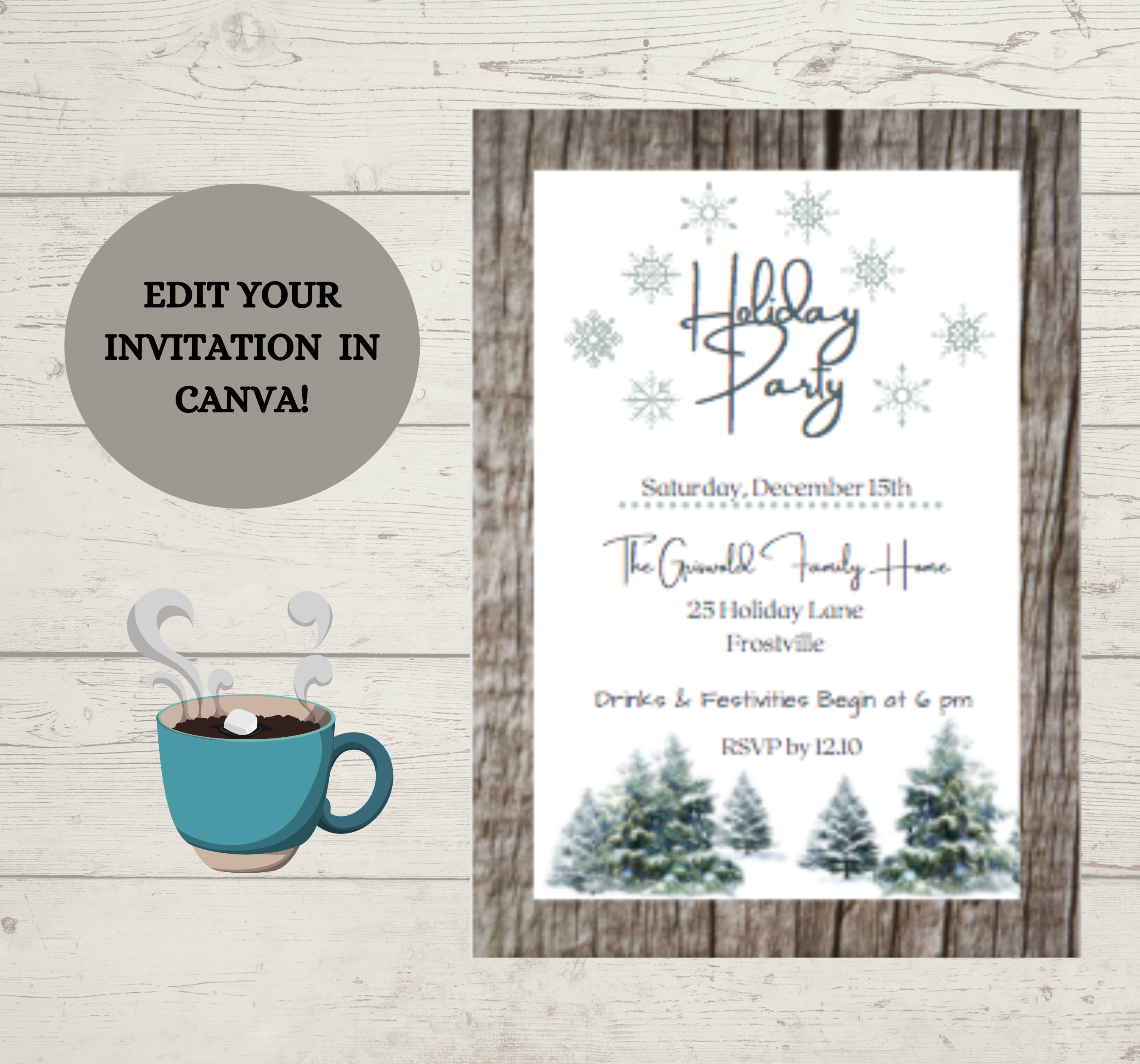 EDITABLE HOLIDAY PARTY Template Party Invitation Customize Instant ...