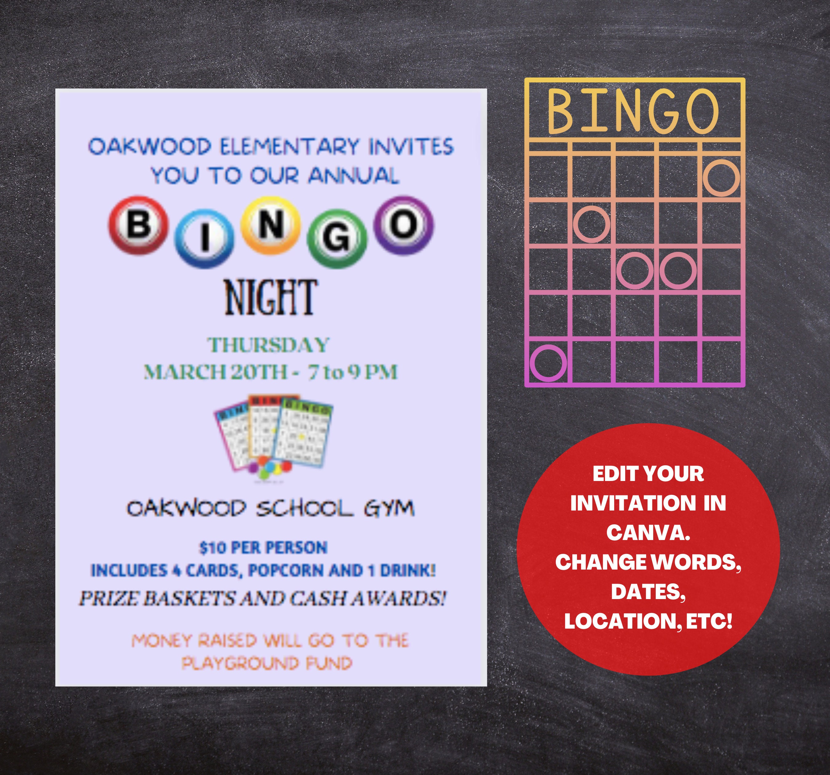 Editable BINGO FUNDRAISER Template | Pto Invitation | Fundraise ...
