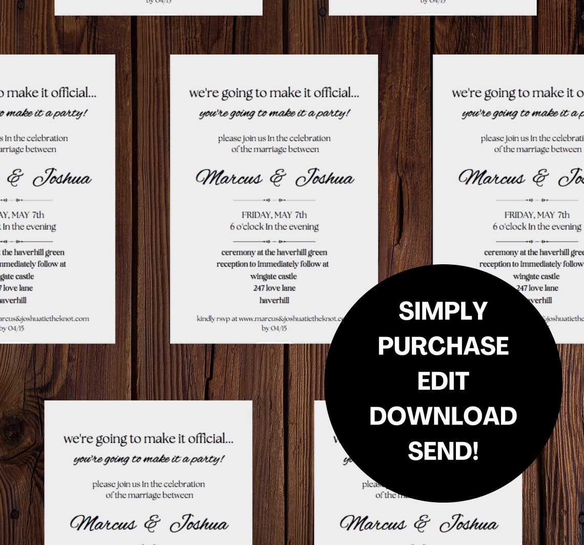 EDITABLE Modern Couples Wedding Invitation | LGBTQ+ | 5 X 7 Template ...