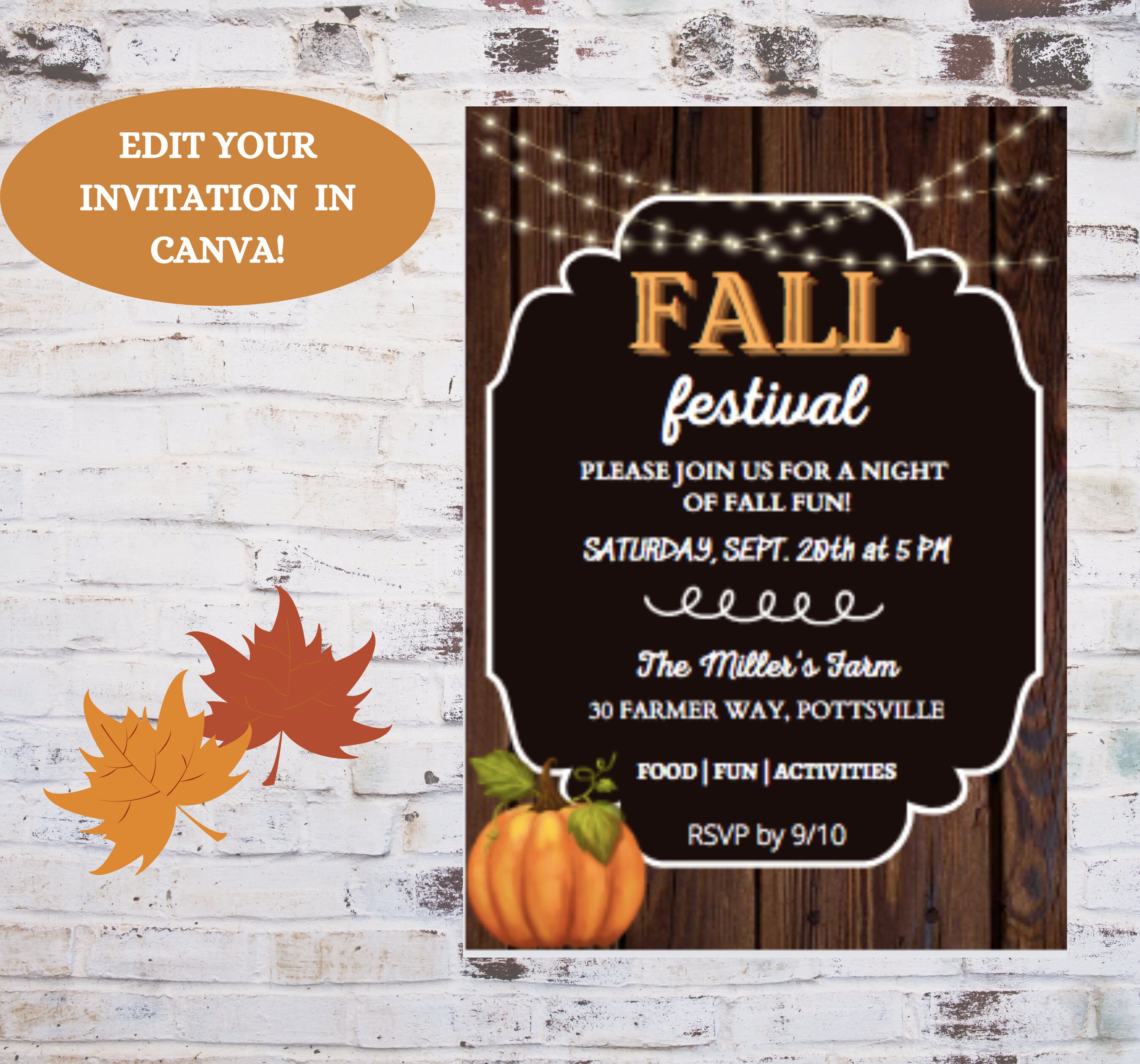 Editable FALL FESTIVAL Invitation Template | Fall Activities and ...