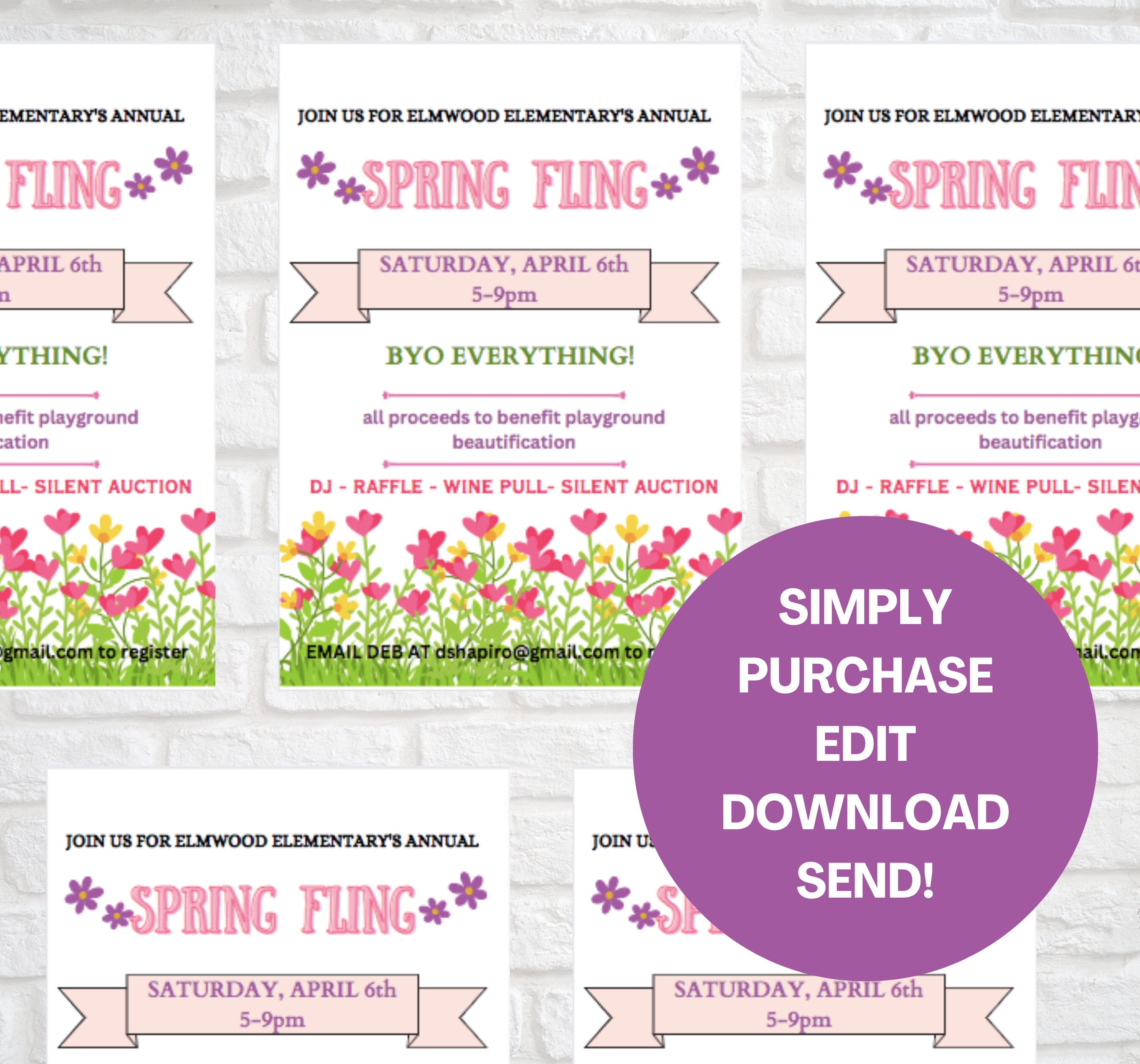 Editable SPRING FLING Fundraiser Template Pto Invitation Fundraise ...