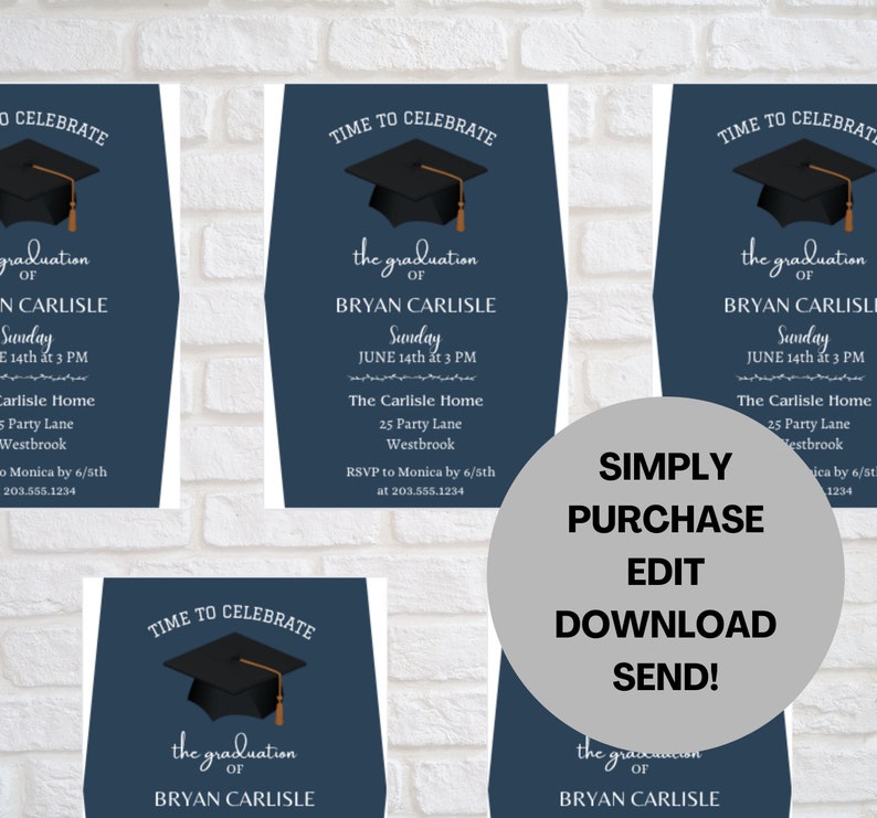 EDITABLE GRADUATION PARTY Invitation Template | 5 X 7 | Download in ...