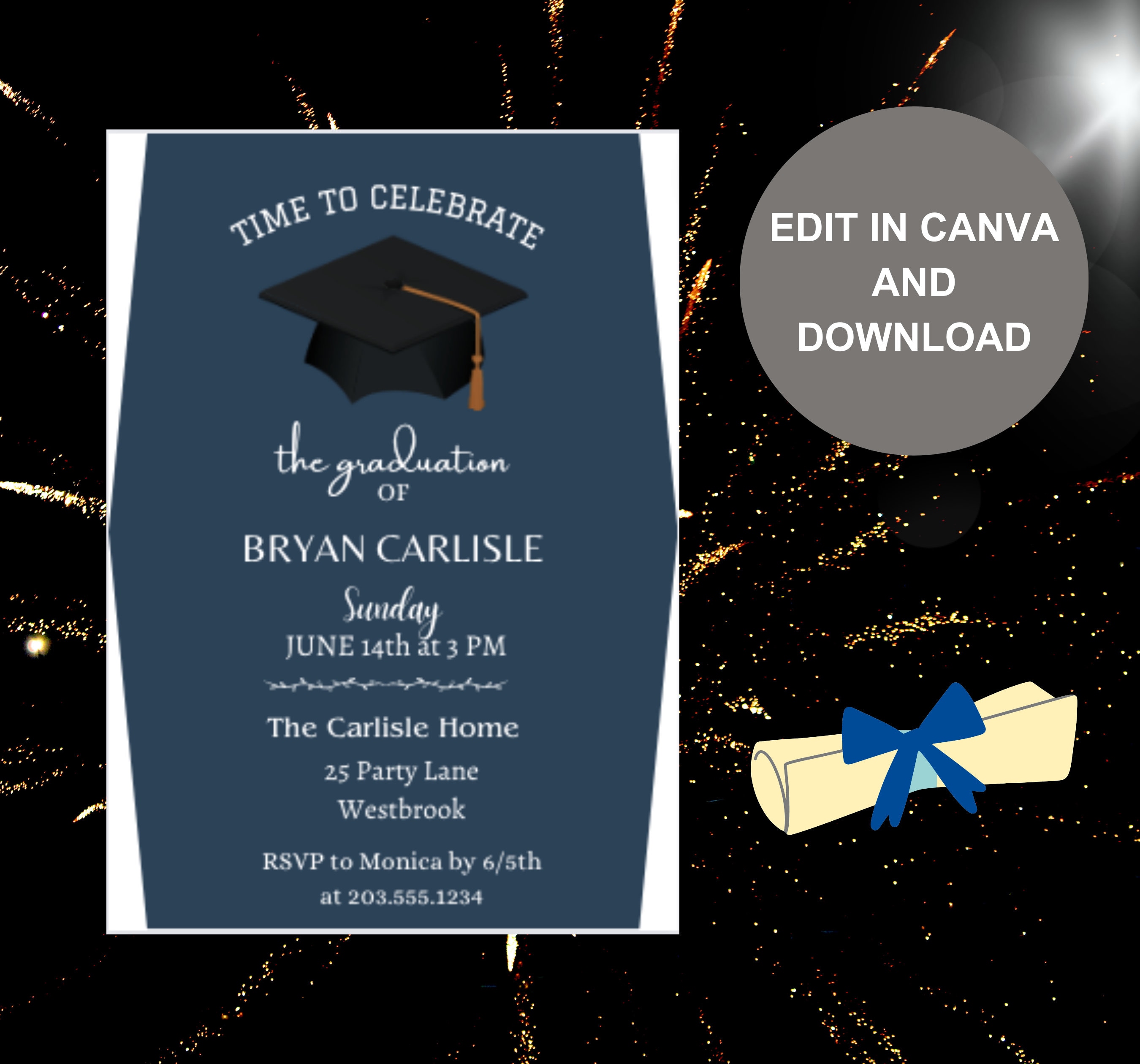 EDITABLE GRADUATION PARTY Invitation Template | 5 X 7 | Download in ...