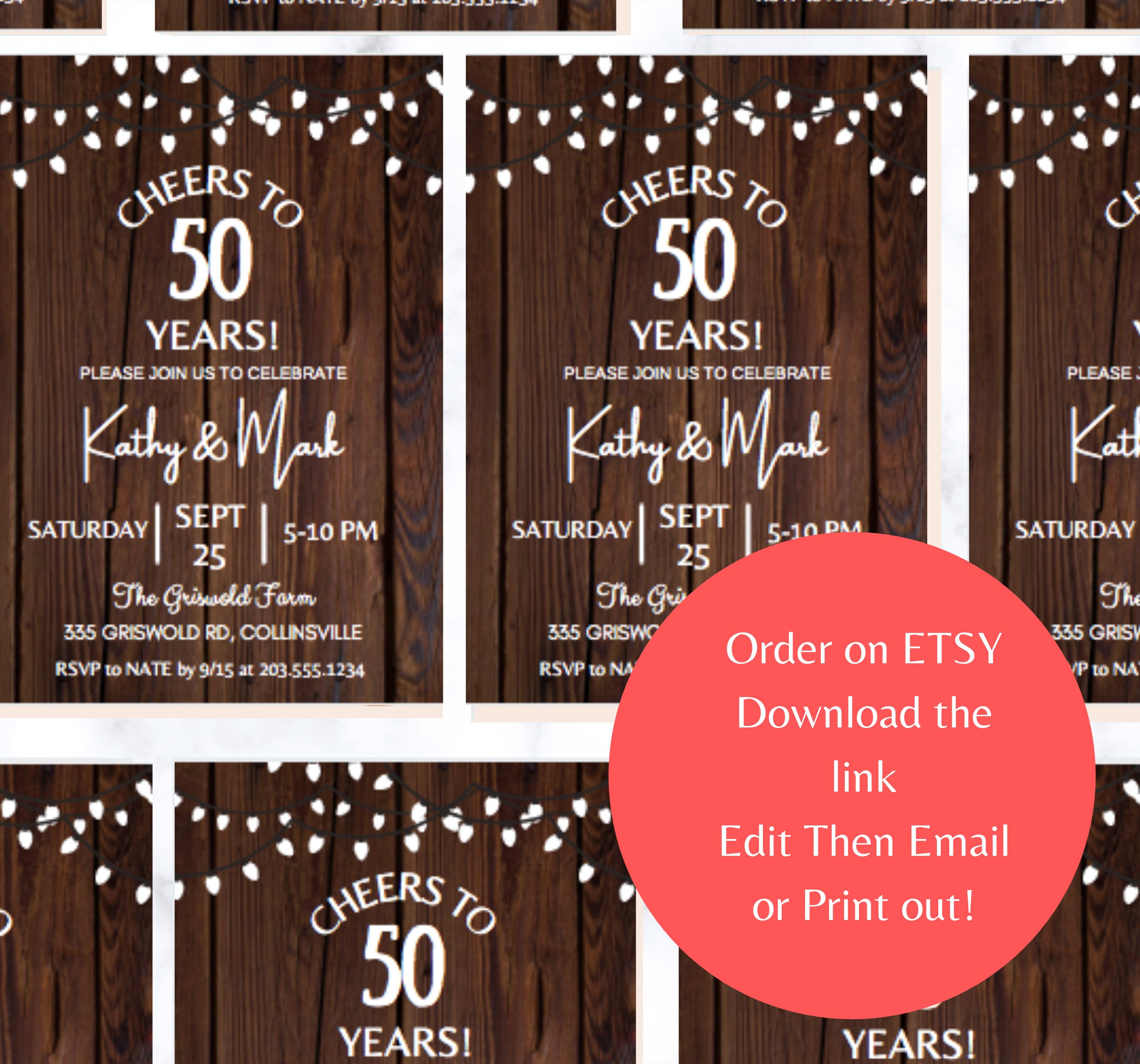 EDITABLE ANNIVERSARY PARTY Invitation | Template | Customize | Instant ...