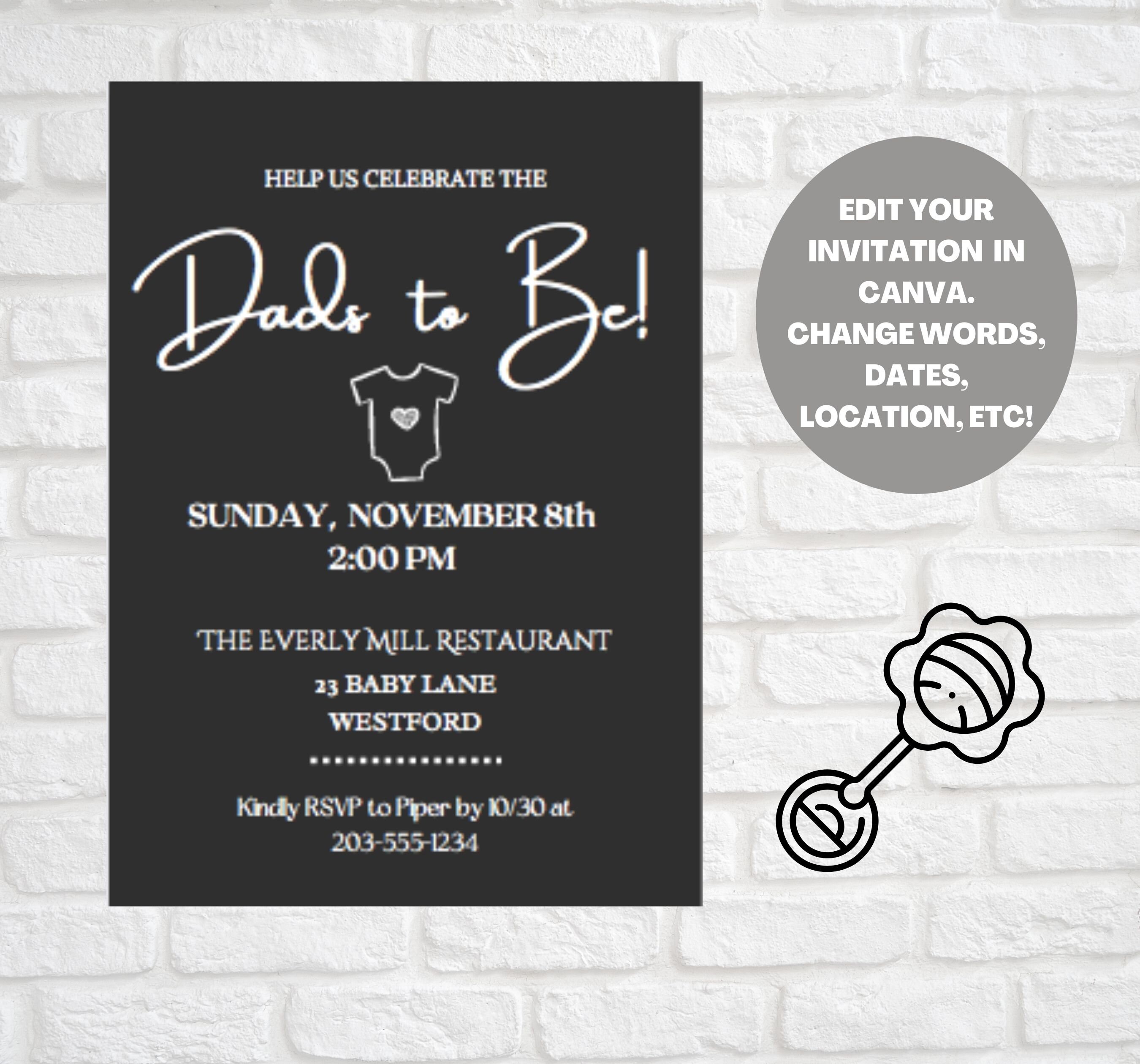 EDITABLE TWO DADS Baby Shower Invitation Template | Edit in Canva ...