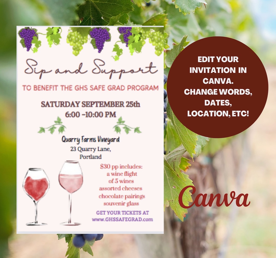 EDITABLE SIP and SUPPORT Fundraiser Template Invitation | Instant ...