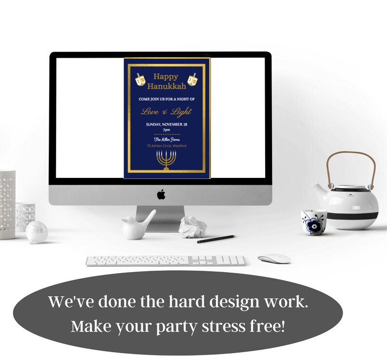 EDITABLE HANUKKAH Party Template | Party Invitation | Customize ...